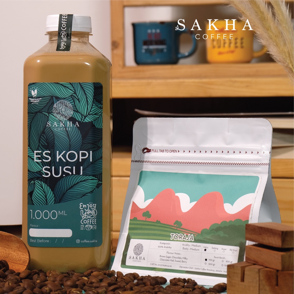 Jual Sakha Coffee Kopi Susu Gula Aren 1 Liter Dan Biji Kopi Bubuk ...