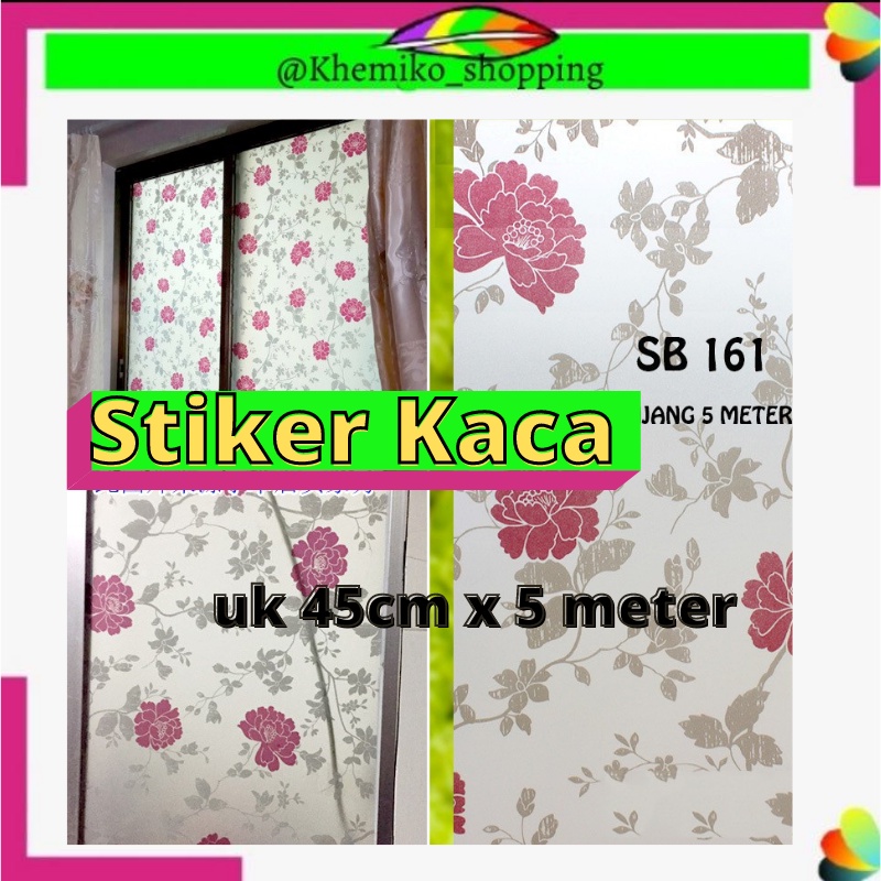 Jual KMK STIKER KACA UK 45CM X 5 METER SB 161 MOTIF BUNGA MAWAR MERAH ...