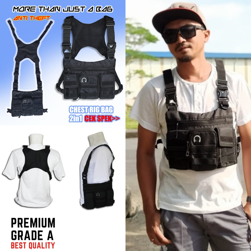 Jual Dada Rig Tas Rompi Hitam Hip Hop Streetwear Fungsional Tactical ...