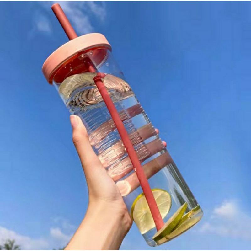 Jual Botol Air Minum Bening Infused Water Botol Air Minum Sedotan Lipat ...