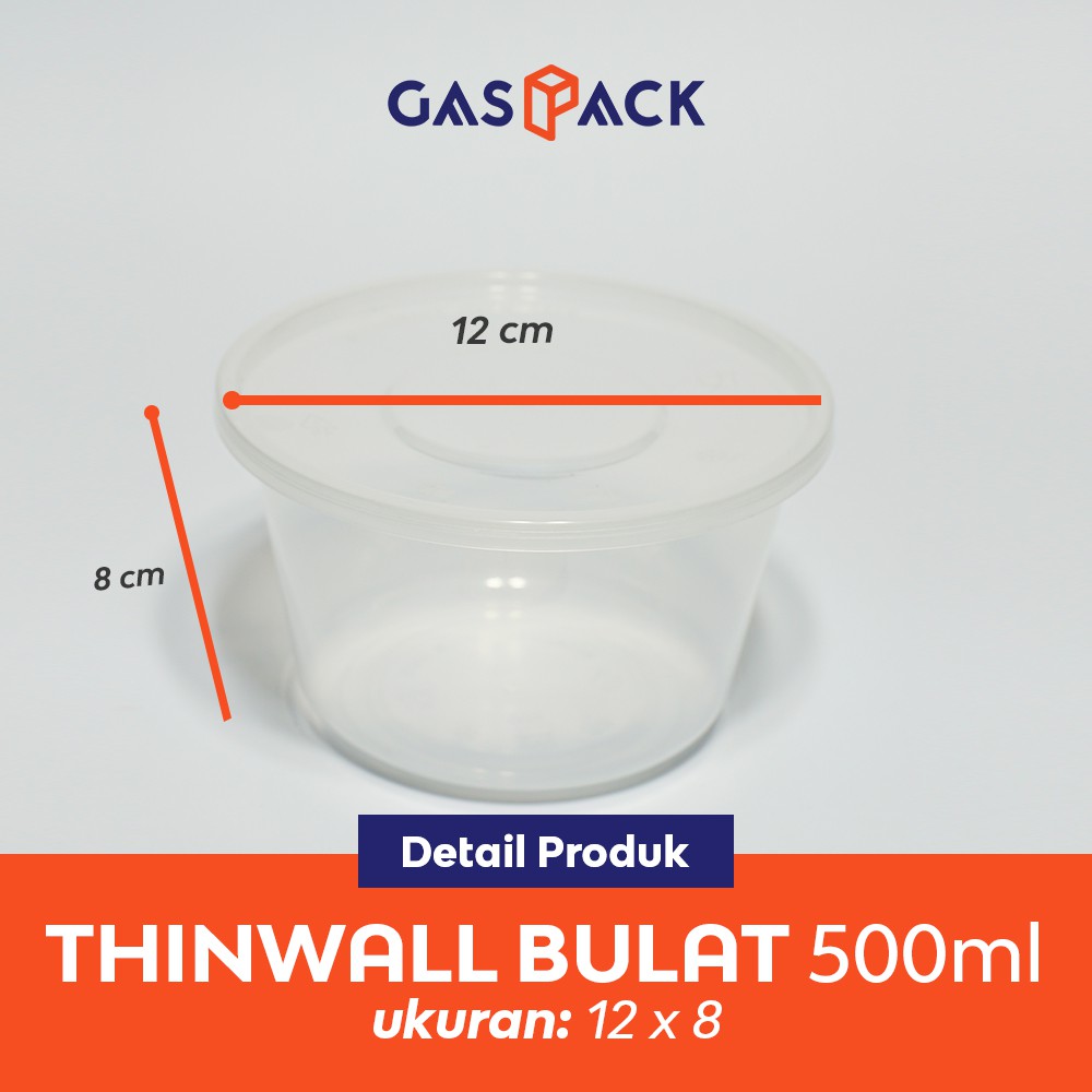 Jual Kotak Makan Plastik / Thinwall / Food Container - Bulat 500ml ...