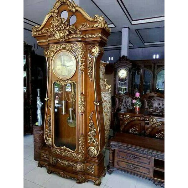 Jual Almari Jam Hias Mewah Jati (almari,meja makan,meja nakas,kursi ...