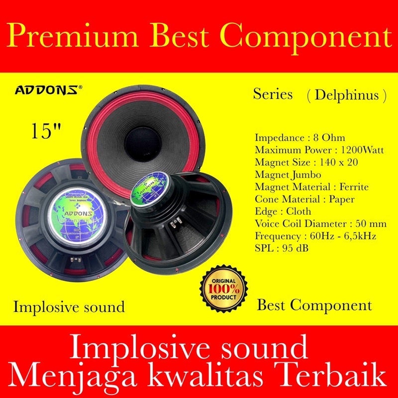Jual Best component speaker addons series delphinus 15 inch 1200 watt ...