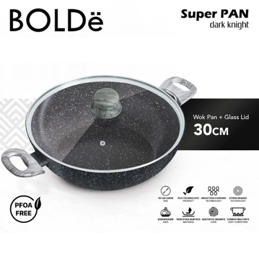 Jual BOLDe Super Pan 2 Ear Wok (Wajan) 30cm + Lid Black Dark Knight ...