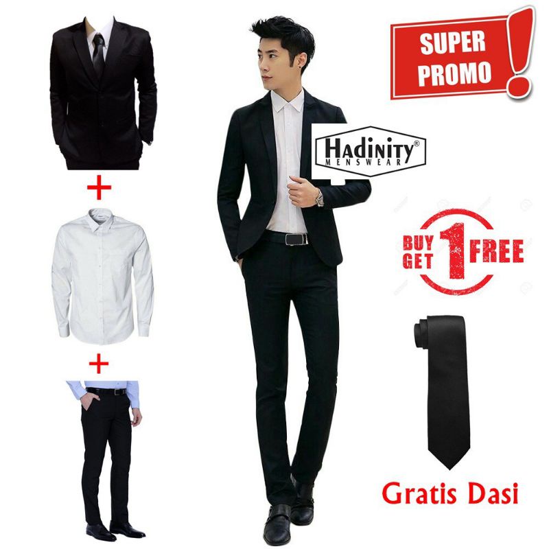 Jual Setelan Jas Pria Wisuda Buy 1 Get 4 Jas Celana Kemeja Putih Dasi ...