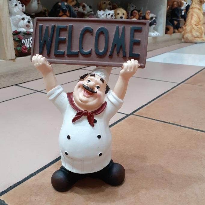Jual patung pajangan koki welcome chef selamat datang restoran cafe ...