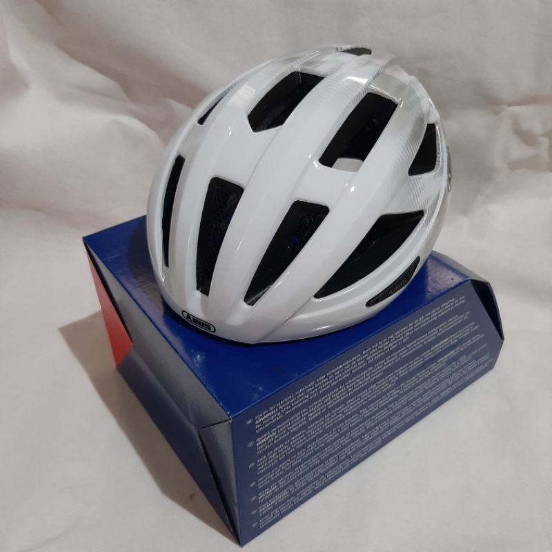 Jual ABUS MACATOR Helm Sepeda Helmet Roadbike Original White | Shopee ...