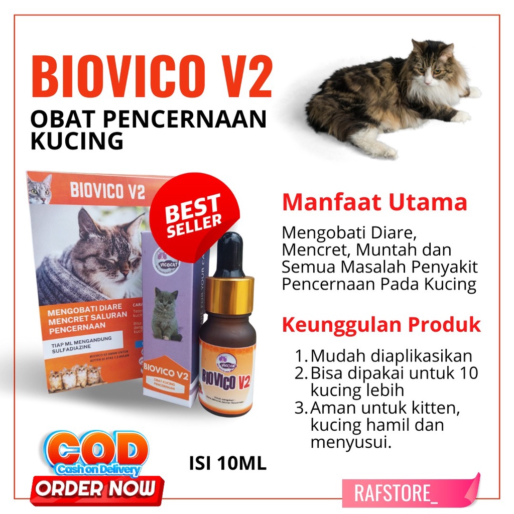 Jual BIOVICO V2 Obat Diare Mencret dan Muntah Kucing aman untuk kitten ...