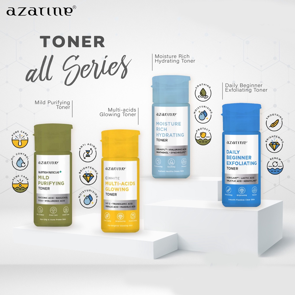 Jual AZARINE FACE TONER ALL SERIES 90ML DAILY BEGINNER EXFO / MILD ...