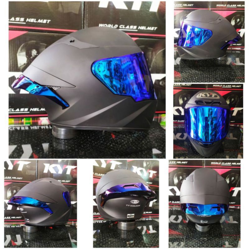 Jual KYT TT COURSE MATT BLACK DOFF PAKET GANTENG VISOR IRIDIUM ...