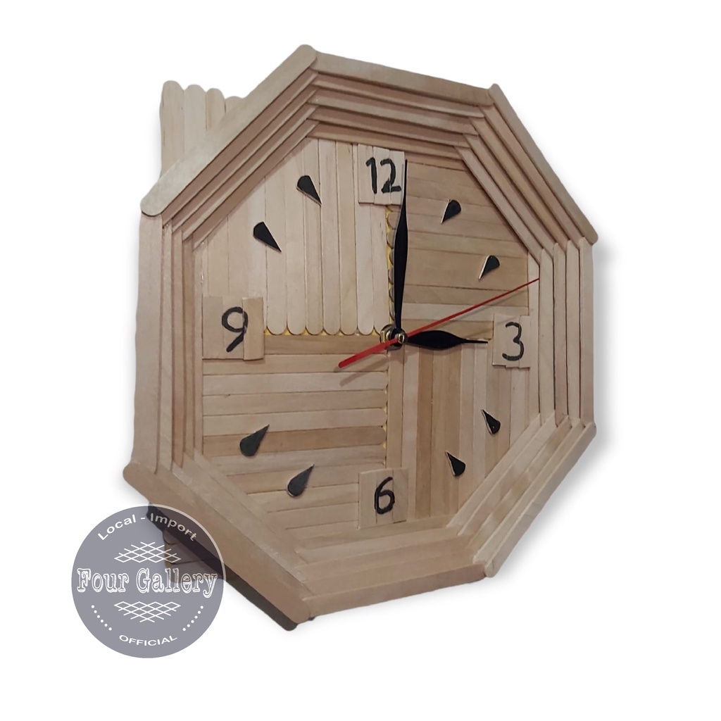 Jual Jam Dinding Stik Eskrim / Jam Hexagonal / Jam Dinding Kayu Unik ...