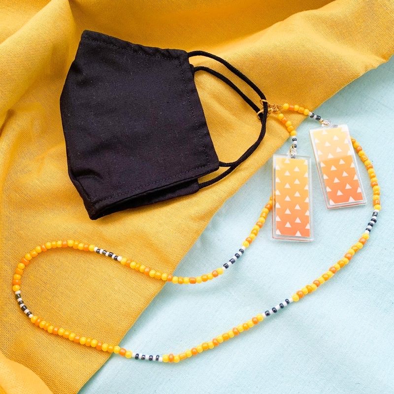 Jual Zenitsu Agatsuma Mask Strap - Tali Masker Demon Slayer / Kimetsu ...