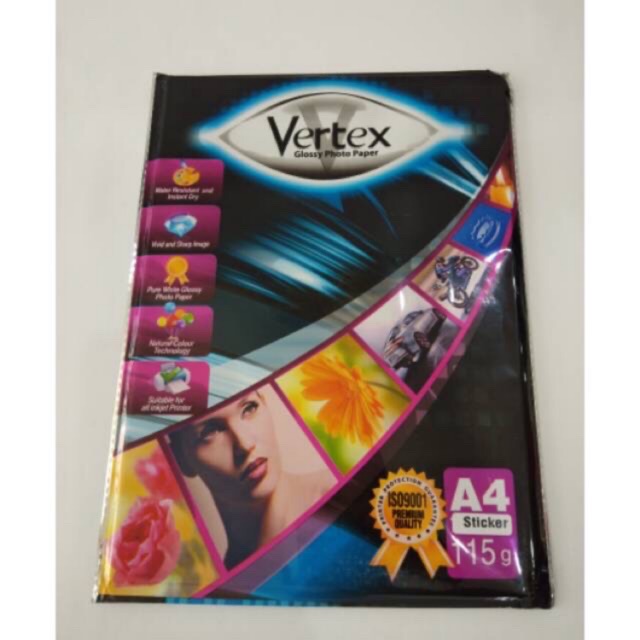Jual VERTEX GLOSSY PHOTO PAPER STICKER 115 gsm A4 isi 20 lembar stiker ...
