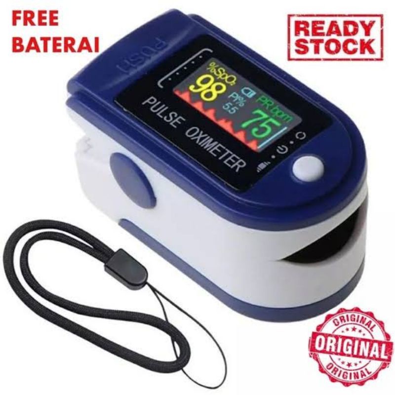 Jual FREE BATERAI Fingertip Pulse Oxymeter Fingertip Oximeter SpO2 LED Full Colour LK87 | Shopee ...