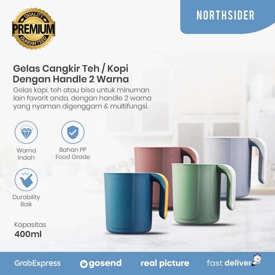 Jual Gelas cangkir kopi teh nordic tea cup with two tone colour handle ...