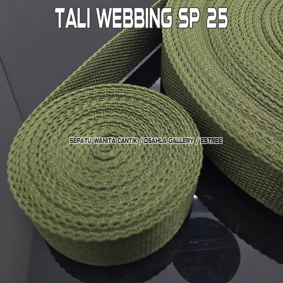 Jual Tali Webbing Tabular Warna Hijau Army / Tali Webing 2.5 cm Tebal ...