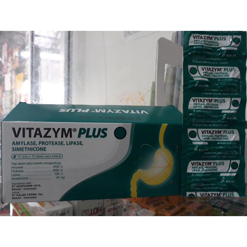 Jual VITAZYM PLUS, 1 strip isi 10 tablet, suplemen pencernaan | Shopee ...
