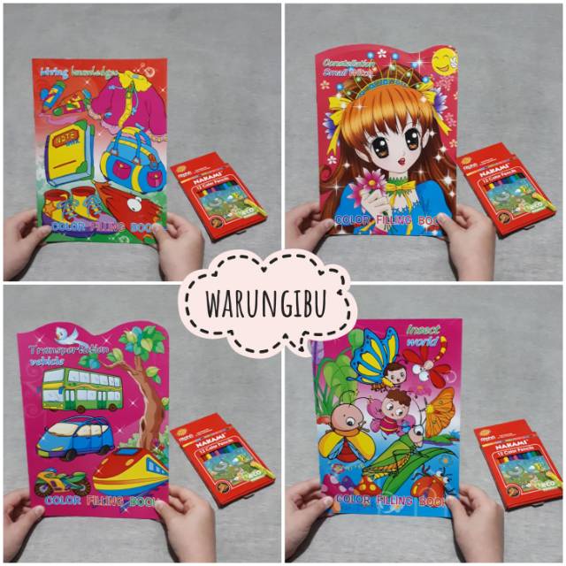 Jual Paket Buku Mewarnai Karakter Set Pensil Warna | Shopee Indonesia