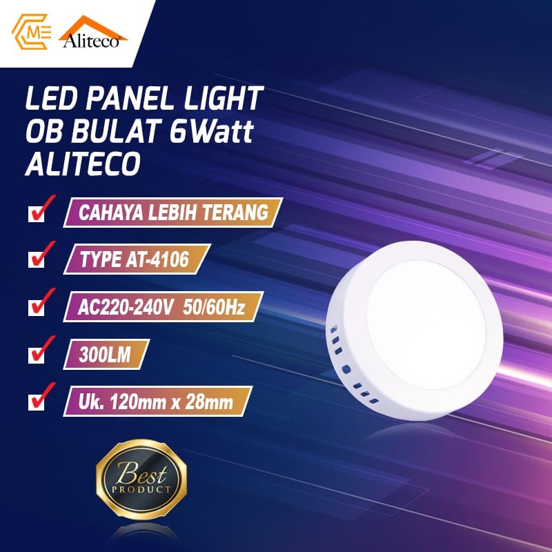 Jual Lampu Downlight Panel Light LED Bulat Putih Outbow 6W 220V AT-4106 ...