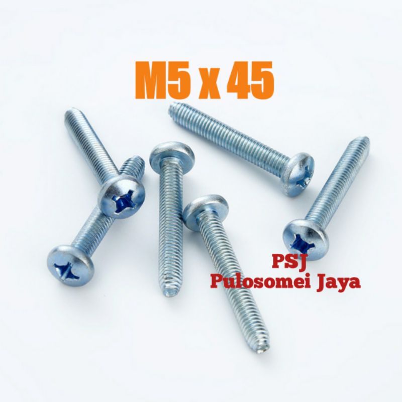 Jual Baut JP / M5 x 45 / Machine Screw Galvanis (10 Pcs) | Shopee Indonesia