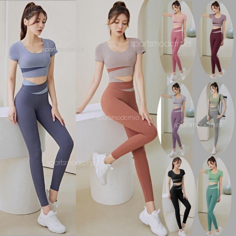 Jual Set Pakaian Olahraga Wanita T-shirt & Celana Yoga Pinggang Tinggi[setcaramel] | Shopee ...