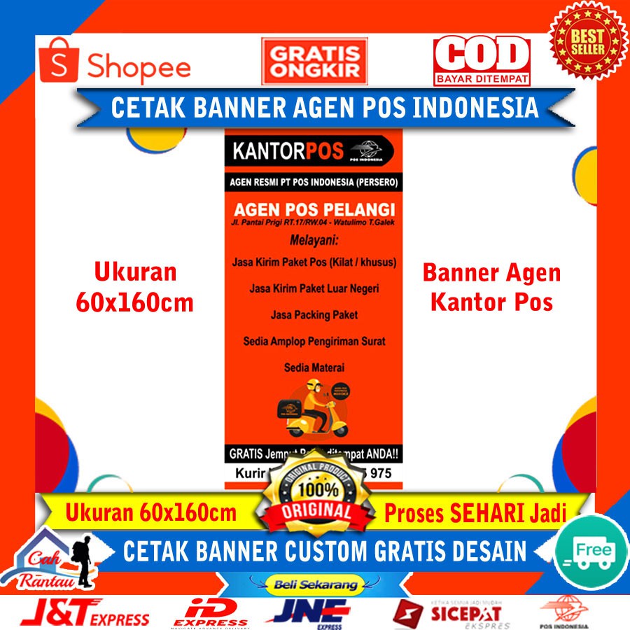 Jual Cetak Banner Flag Agen Pos Indonesia Mitra Partner Expedisi Bahan ...