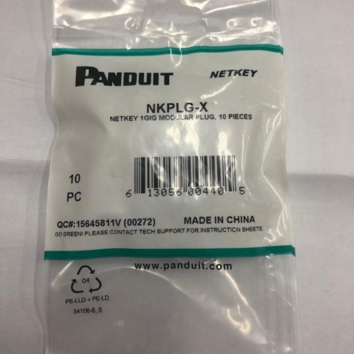 Jual Panduit Connector Netkey NKPLG-X, RJ45 cat 5/6 isi 10 Pcs | Shopee ...