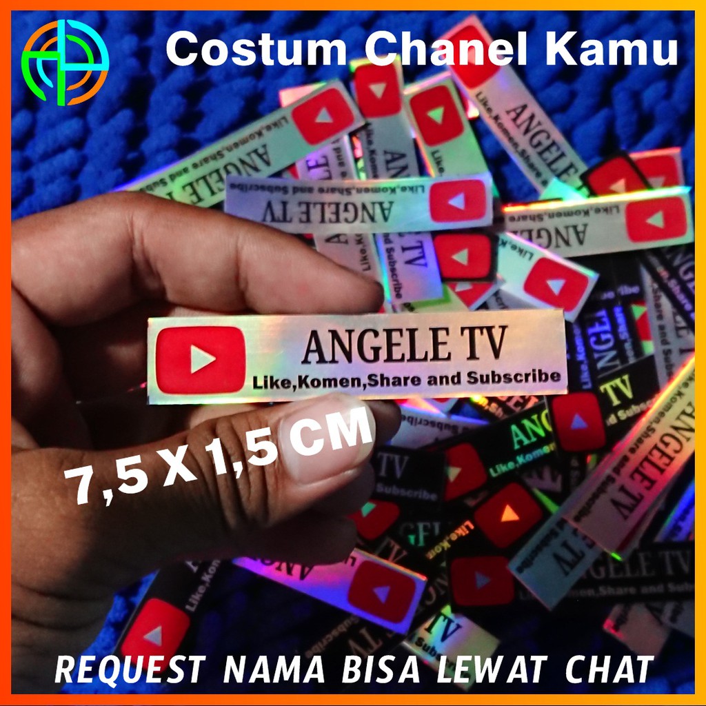 Jual (isi 30 Lembar) Hologram Stiker Costum Nama Youtube Sticker ...