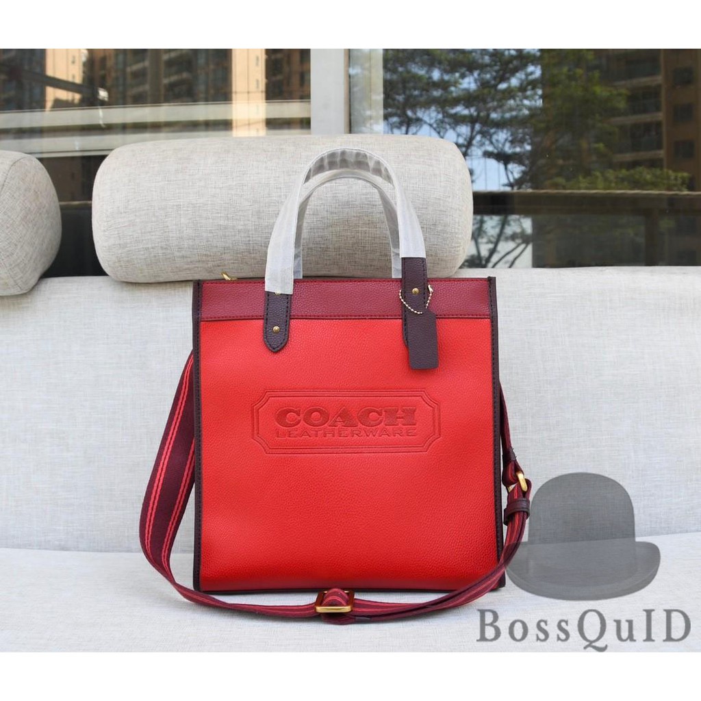 Jual Coach Field Tote 30 With Coach Badge Red Apple | Shopee Indonesia