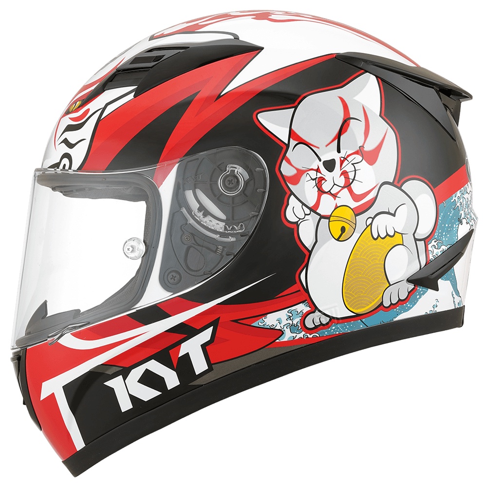 Jual HELM KYT R10 FLAT & PINLOCK KABUKI CAT (VISOR CLEAR) - WHITE/RED ...