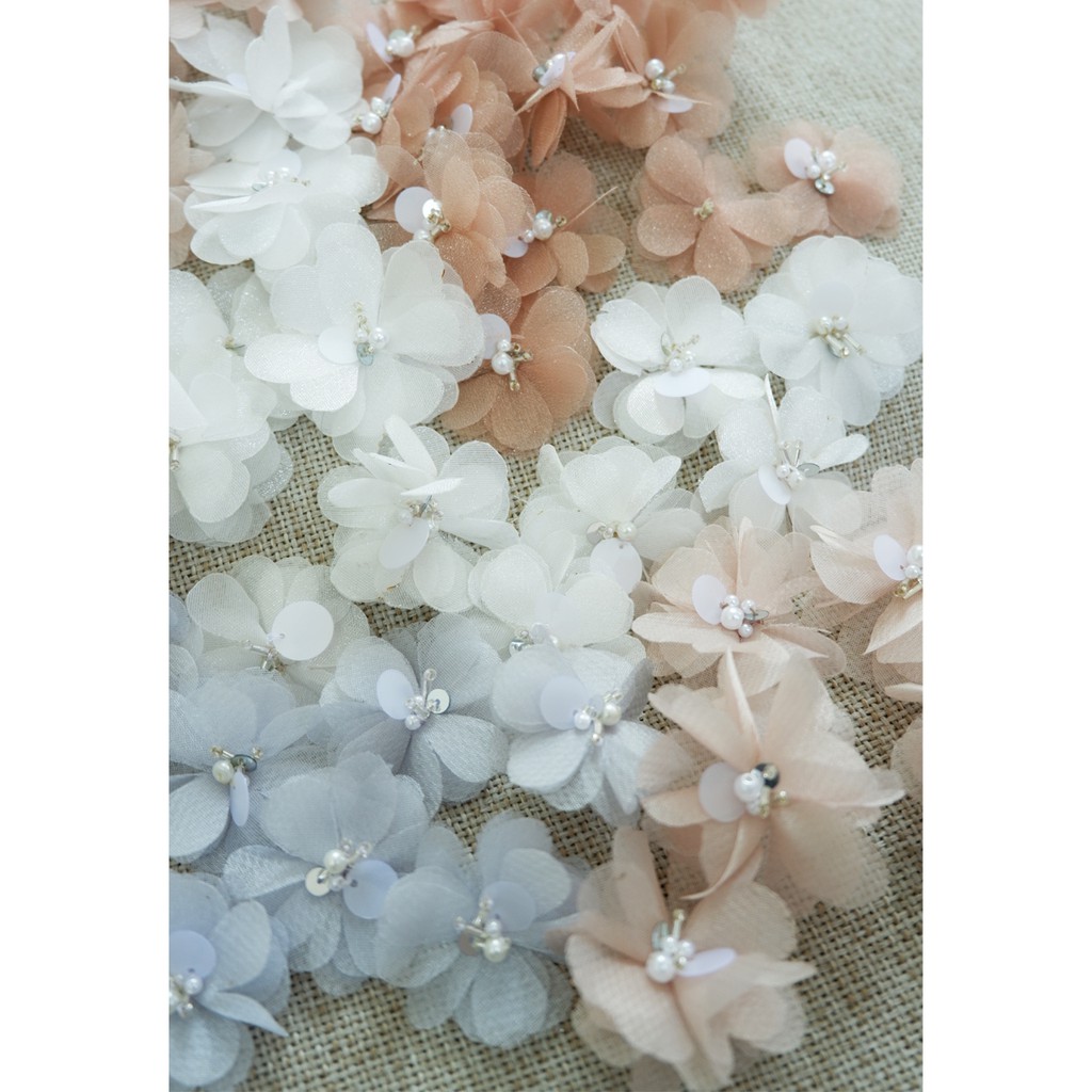 Jual APLIKASI BUNGA KAIN ORGANZA 3D CANTIK PAYET | Shopee Indonesia
