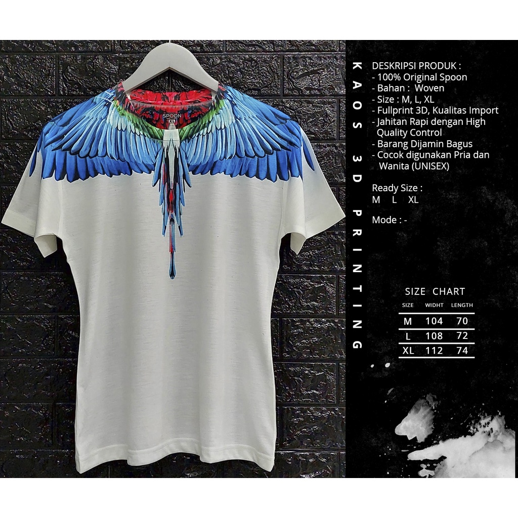Jual Kaos Pria/ Wanita Spoon Motif - Sayap | Shopee Indonesia