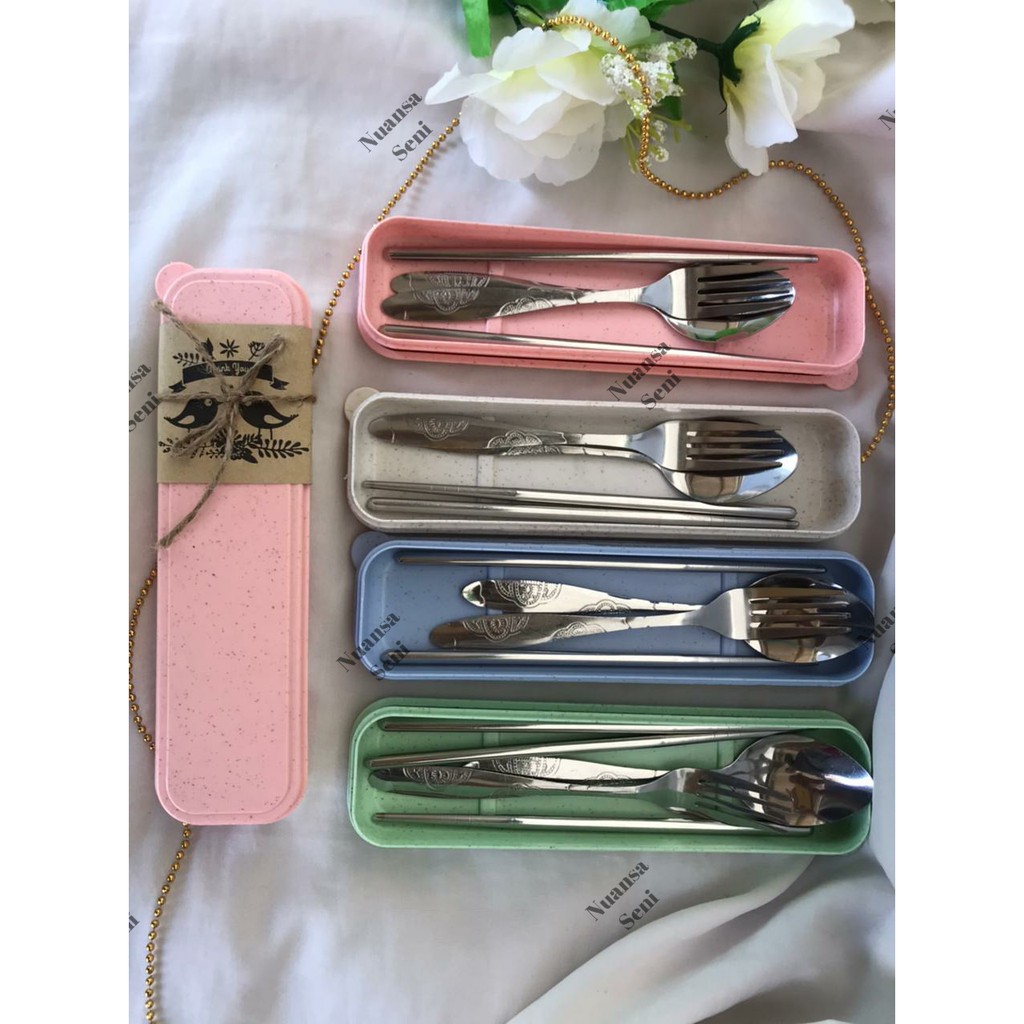 Jual Souvenir Pernikahan Sendok Set Sendok Garpu Sumpit Stainless Box ...