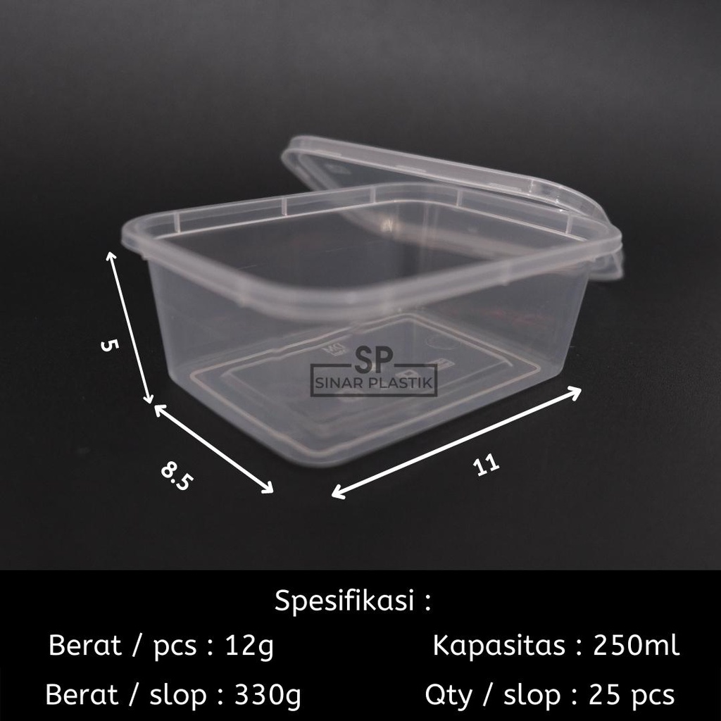 Jual Thinwall Persegi Panjang 250ml Tutup Kemasan Plastik Bening