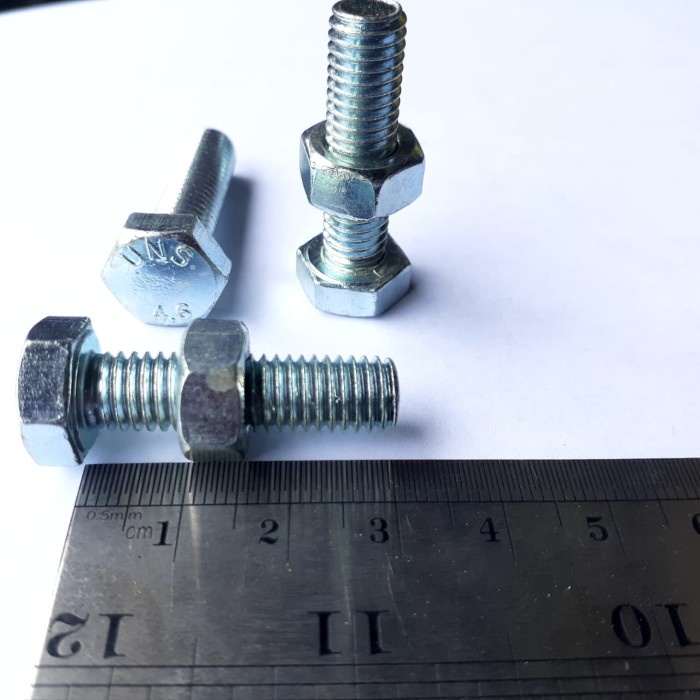 Jual M8X30 (3 CM) BAUT MUR HEXAGON PUTIH FULL DRAT BMP M8 X 30 PANJANG 3 CM DIAMETER BODY 8MM ...