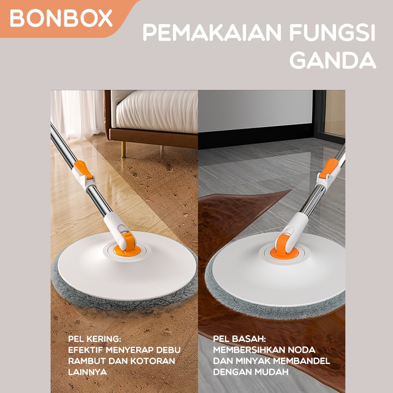 Jual [VOUCHER 4K] Bonbox Mop 2-in-1 Pel Lantai Membersih Hingga 360 Derajat Efisien Serat Pel ...