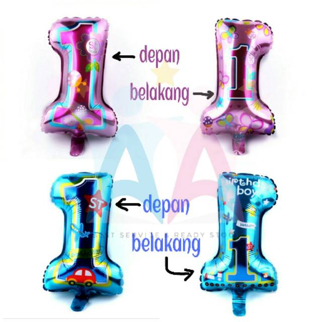 Jual Balon Foil Angka 1 st Biru Pink First 1st Birthday | Shopee Indonesia