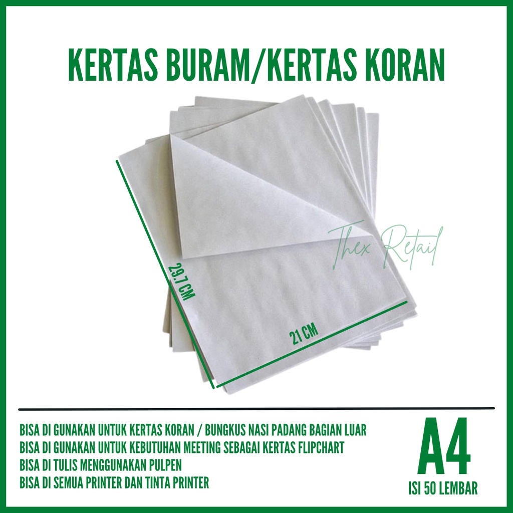 Jual Kertas Buram A4 isi 50 lembar / Kertas Flipchart / Kertas Koran A4 ...