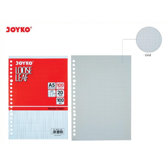 Jual LOOSE LEAF A5 B5 GRID DOT PLAIN GARIS 100 GRAM JOYKO 50 SHEETS ISI BINDER REFILL KOTAK ...
