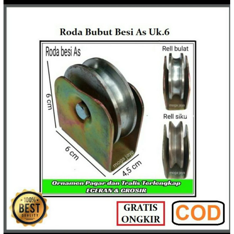 Jual Roda pagar besi As ukuran 6 cm roda pintu gerbang berkualitas ...