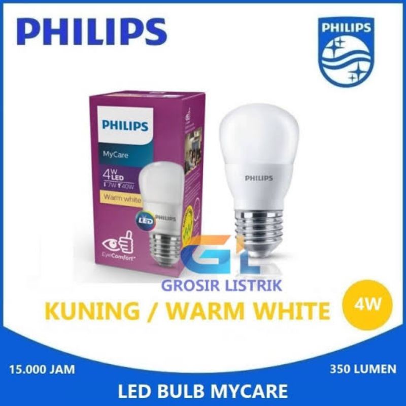 Jual Lampu LED 4W PHILIPS E27 4 Watt Warm White Kuning Hias Cafe Hotel ...