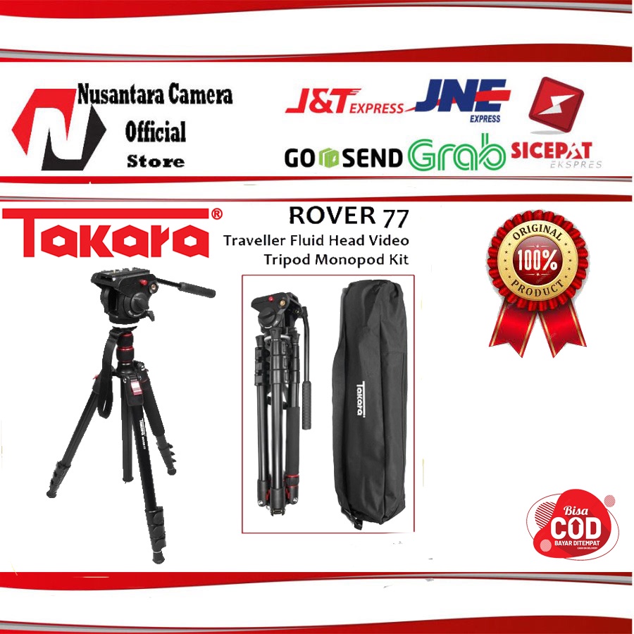 Jual Takara ROVER 77 2 in 1 Traveller Fluid Head Video Tripod Monopod ...