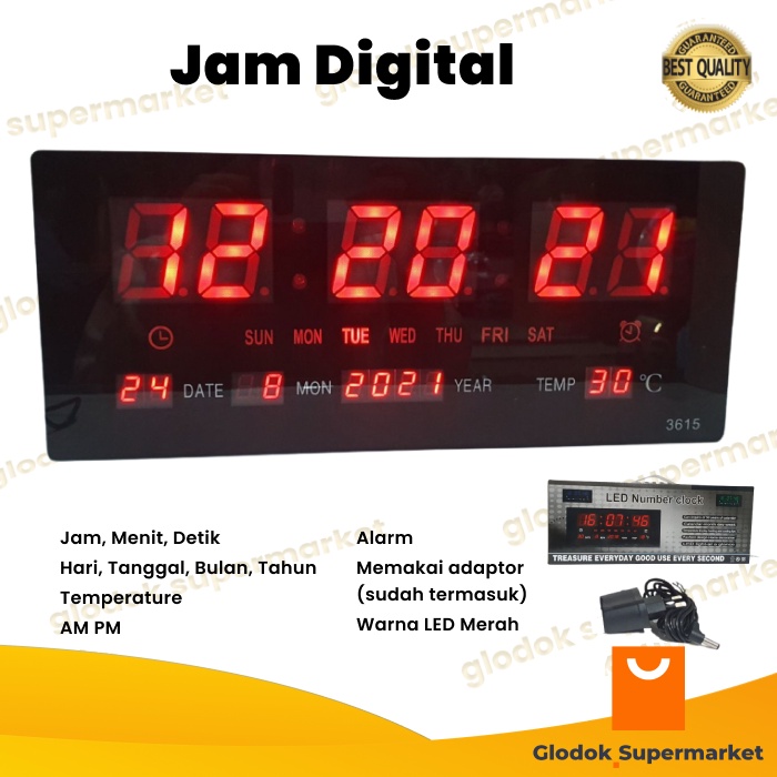 Jual Jam Digital LED Besar Kalender Temperature Alarm Meja Dinding ...