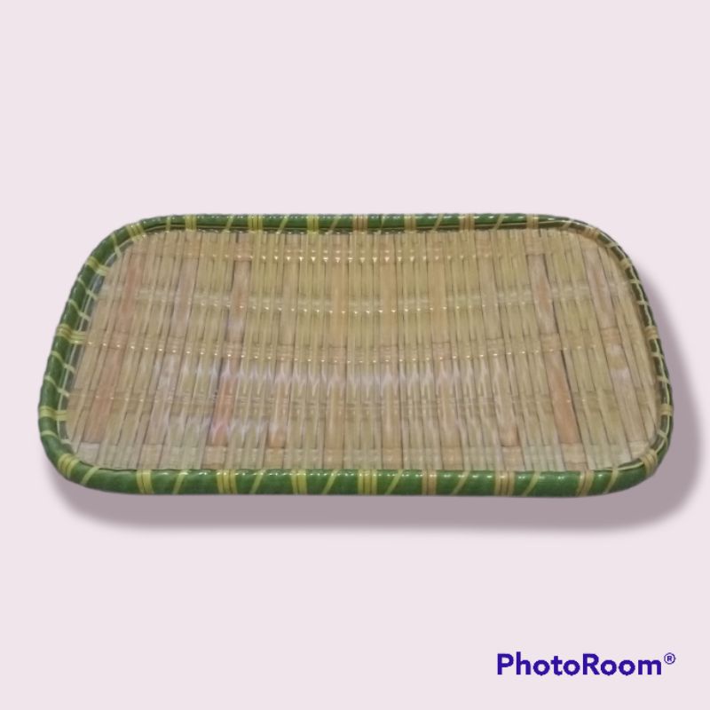 Jual Piring melamin anyaman bambu 28,5x16 cm | piring saji model tikar ...