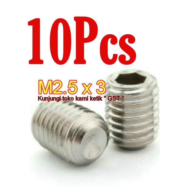 Jual 10pcs Baut Tanam ss L M2.5 x 3 Hex screw headless M2.5x3 l 2.5x3 ...