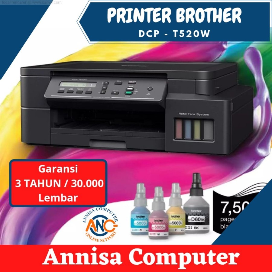 Jual Brother DCP T520W Ink Tank Printer T520W T520 PRINT SCAN WIFI LCD ...