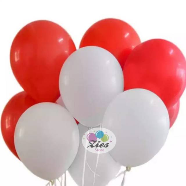 Jual Balon latex doff merah putih / balon merah putih per pack ( isi ...