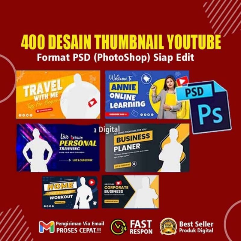 Jual 400+ Desain Template Thumbnail Youtube Format PSD | Shopee Indonesia