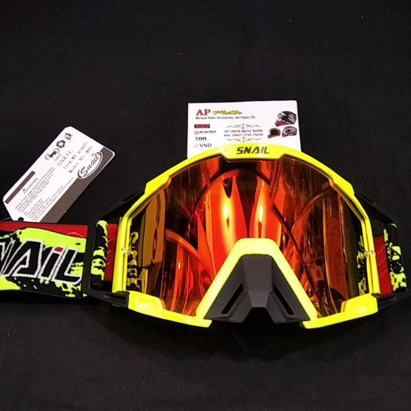 Jual KACA HELM CROSS GOGGLE SNAIL MX40 | Shopee Indonesia