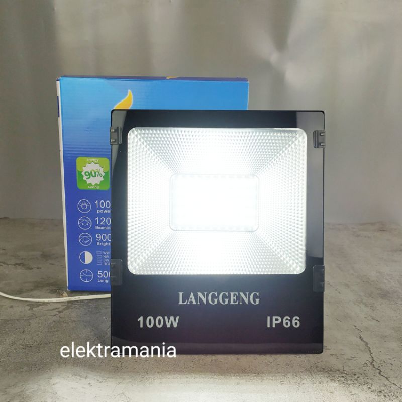 Jual Lampu Sorot / Tembak / Taman / LED Flood Light Langgeng 100Watt Putih | Shopee Indonesia